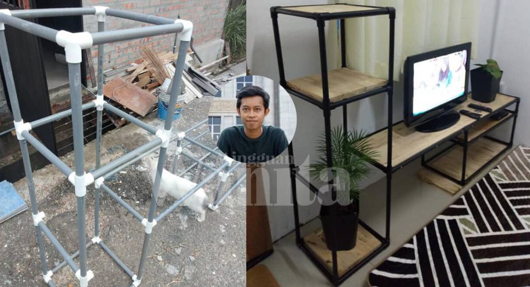 DIY Meja TV Guna PVC,Cat Hitam Terus Nampak Lawa Macam Besi!