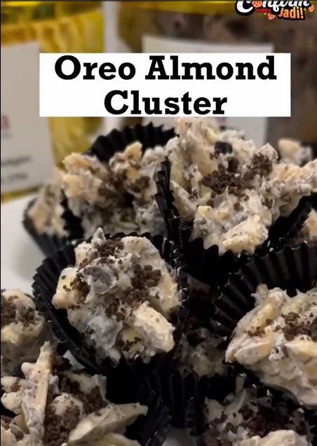 Resipi Tanpa Bakar Biskut Oreo Almond Cluster